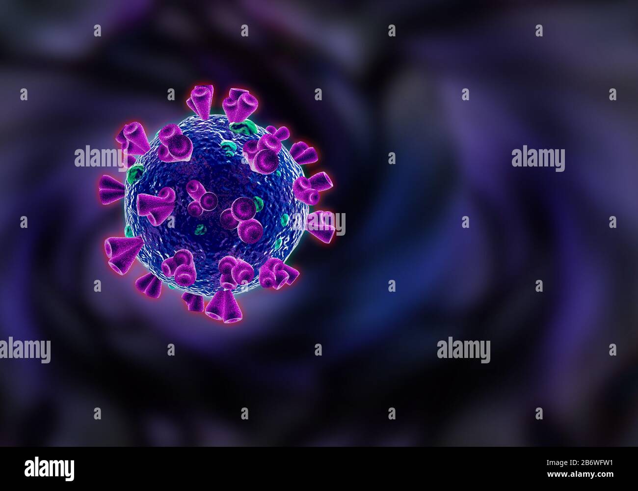 Illustration of a virus pathogen, blue with red antennae Stock Photo ...