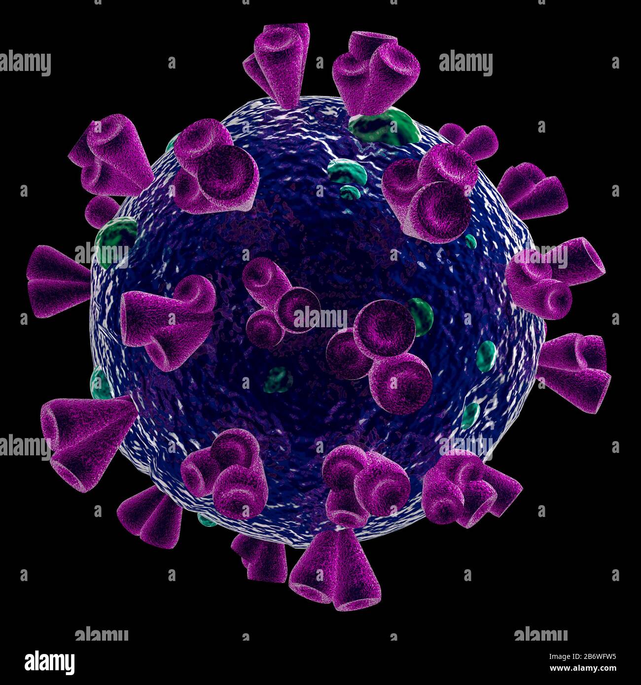 Illustration of a virus pathogen, blue with red antennae black ...