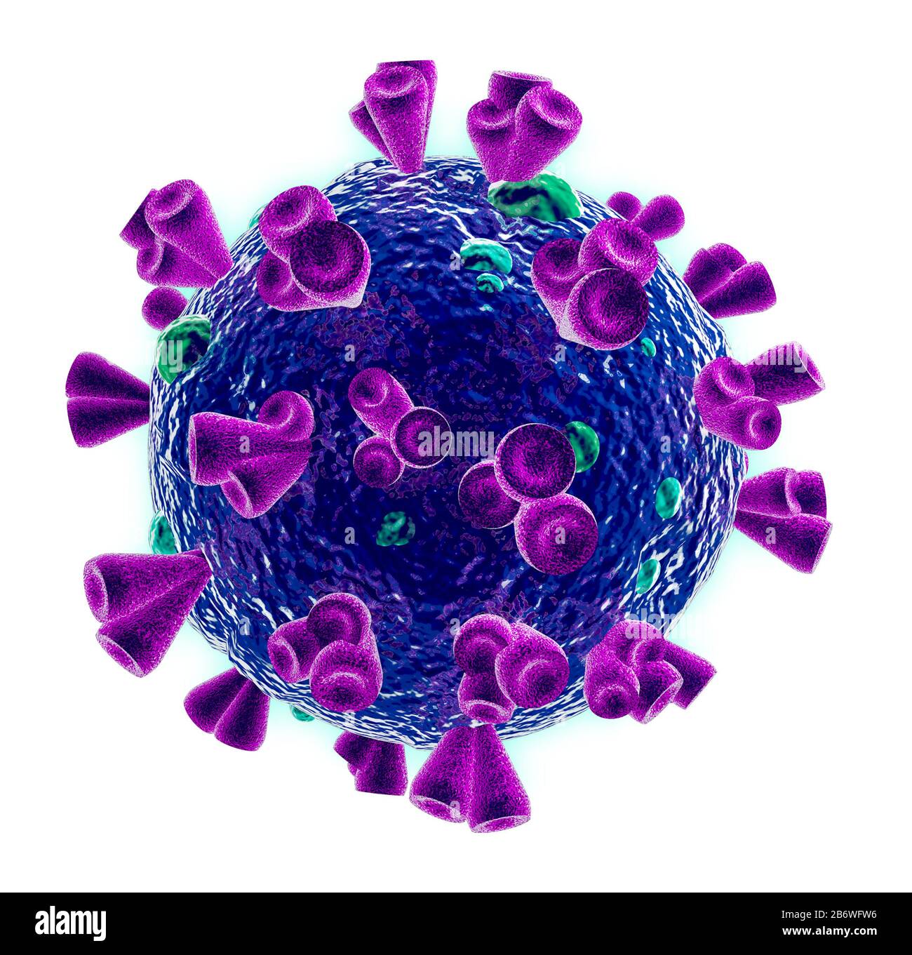 Illustration of a virus pathogen, blue with red antennae white ...