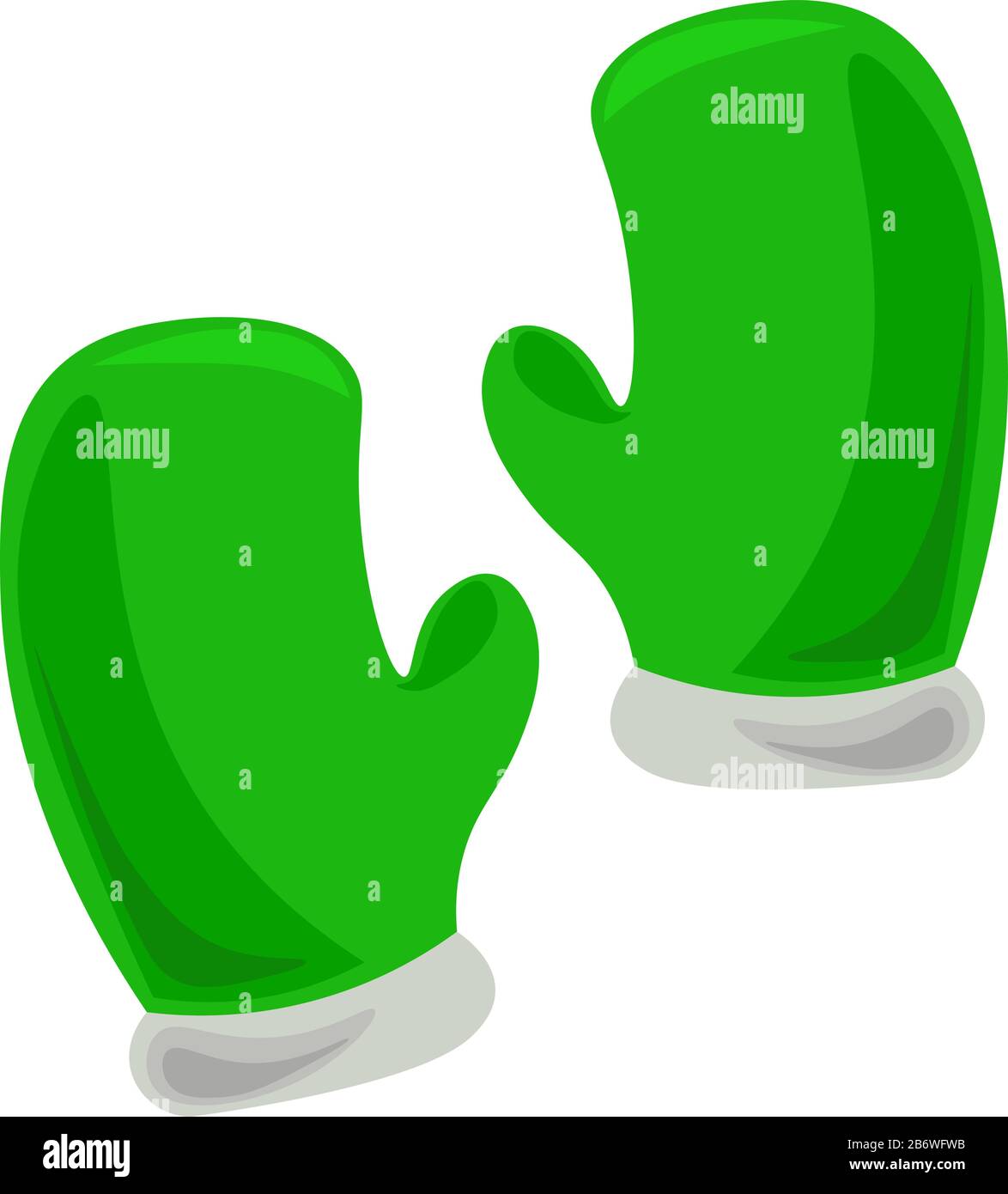 Green mittens, illustration, vector on white background Stock Vector ...