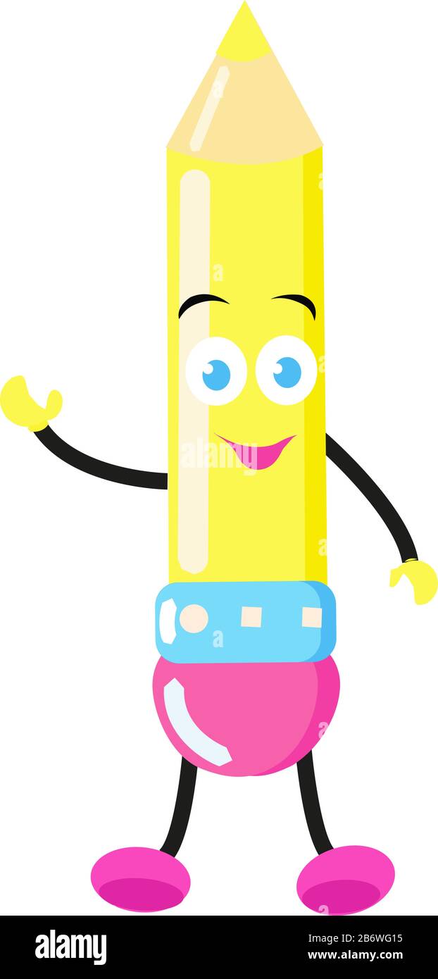 Pencil smile, illustration, vector on white background Stock Vector ...