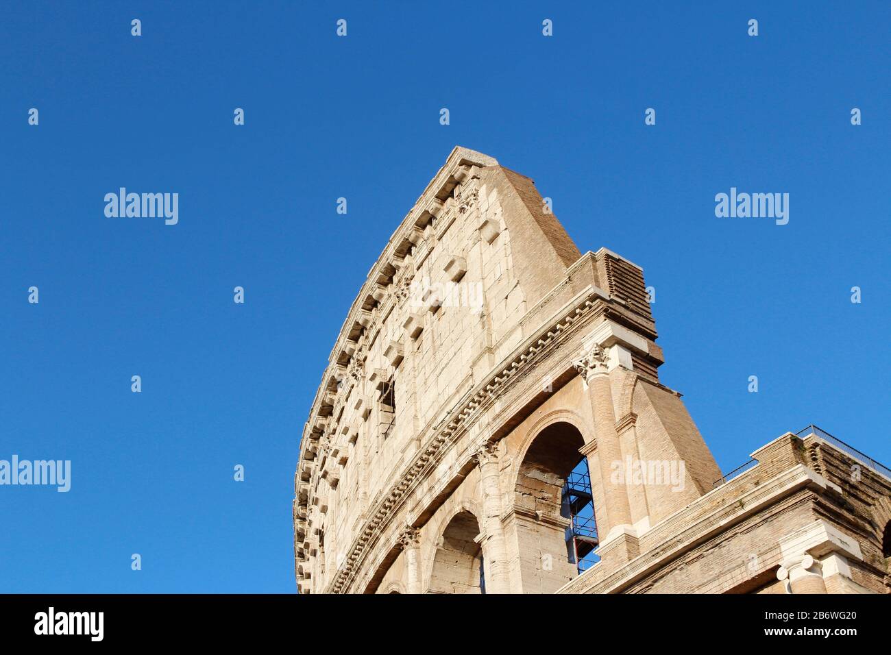 The exterior facade of the Colosseum or Coliseum with the arches ...