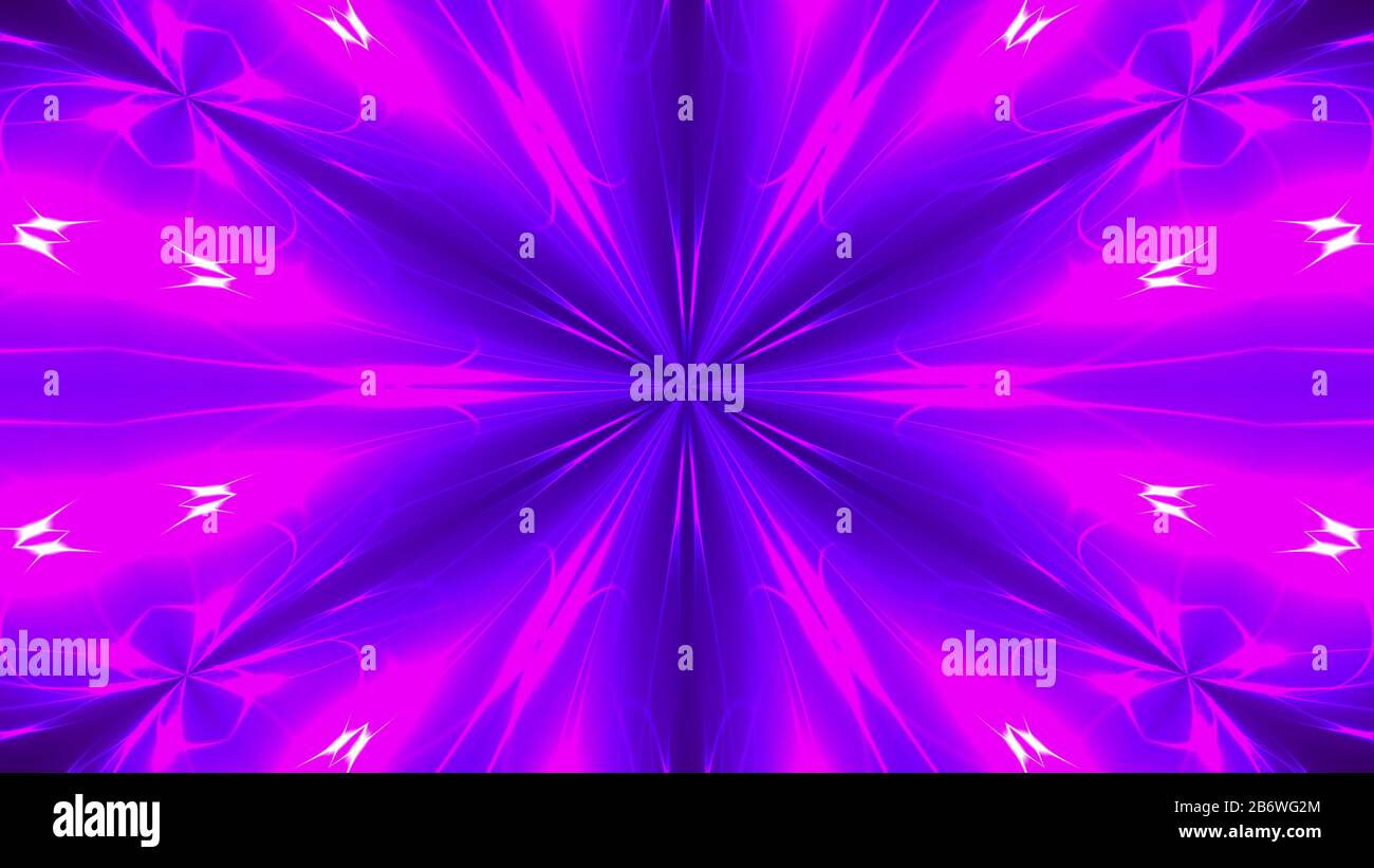 Abstract symmetry kaleidoscope - fractal lights, 3d render backdrop, computer generating ...