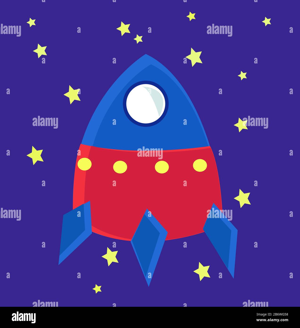 Blue space rocket, illustration, vector on white background Stock ...