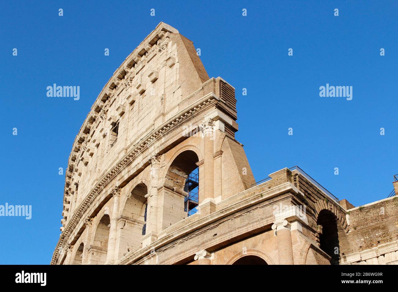 The exterior facade of the Colosseum or Coliseum with the arches ...