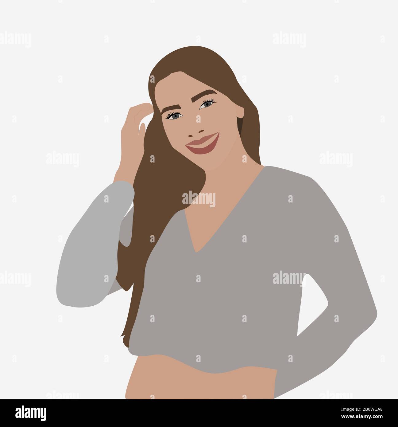 Smiling girl, illustration, vector on white background Stock Vector ...