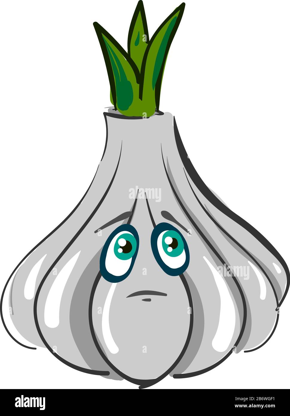 Sad garlic, illustration, vector on white background Stock Vector Image ...