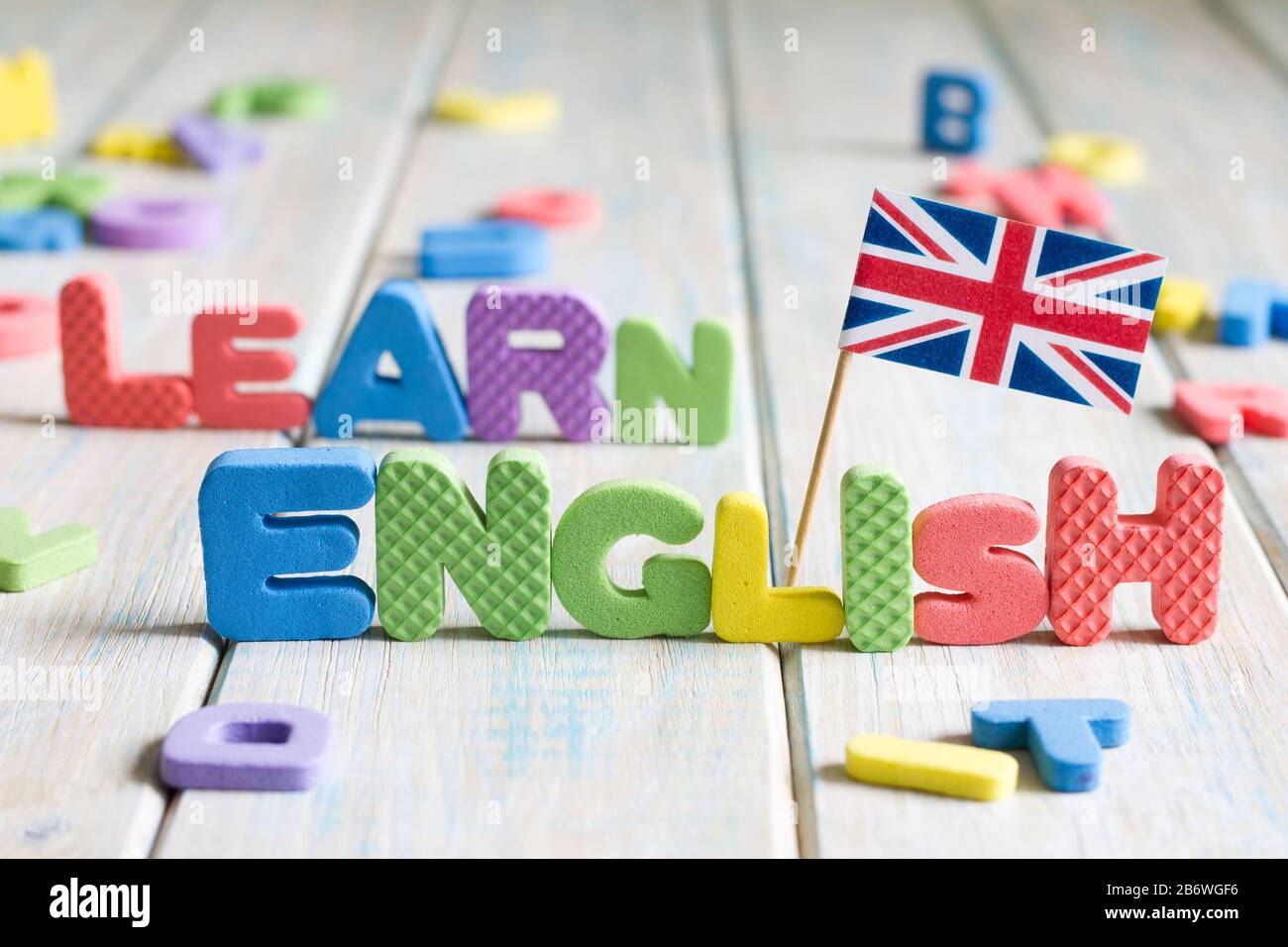 Learning speaking and teaching english with british flag abstract ...