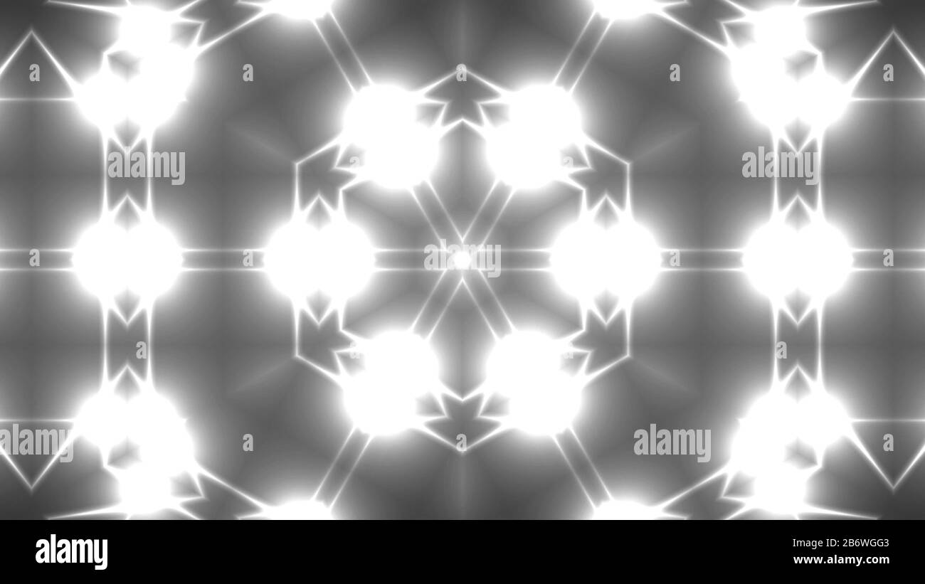 Abstract symmetry kaleidoscope - fractal lights, 3d render backdrop, computer generating ...