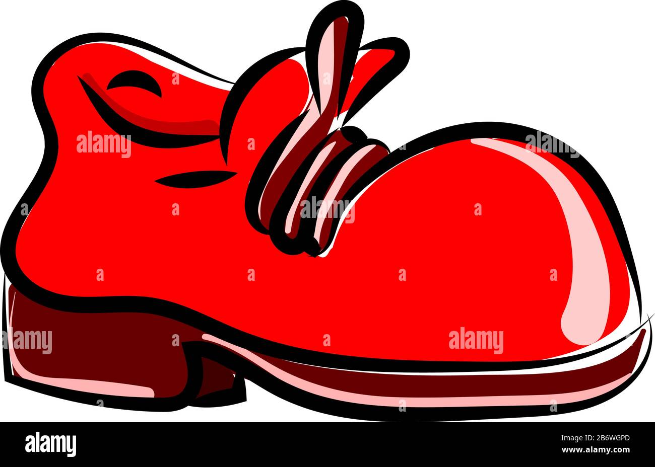 Old red shoe, illustration, vector on white background Stock Vector ...