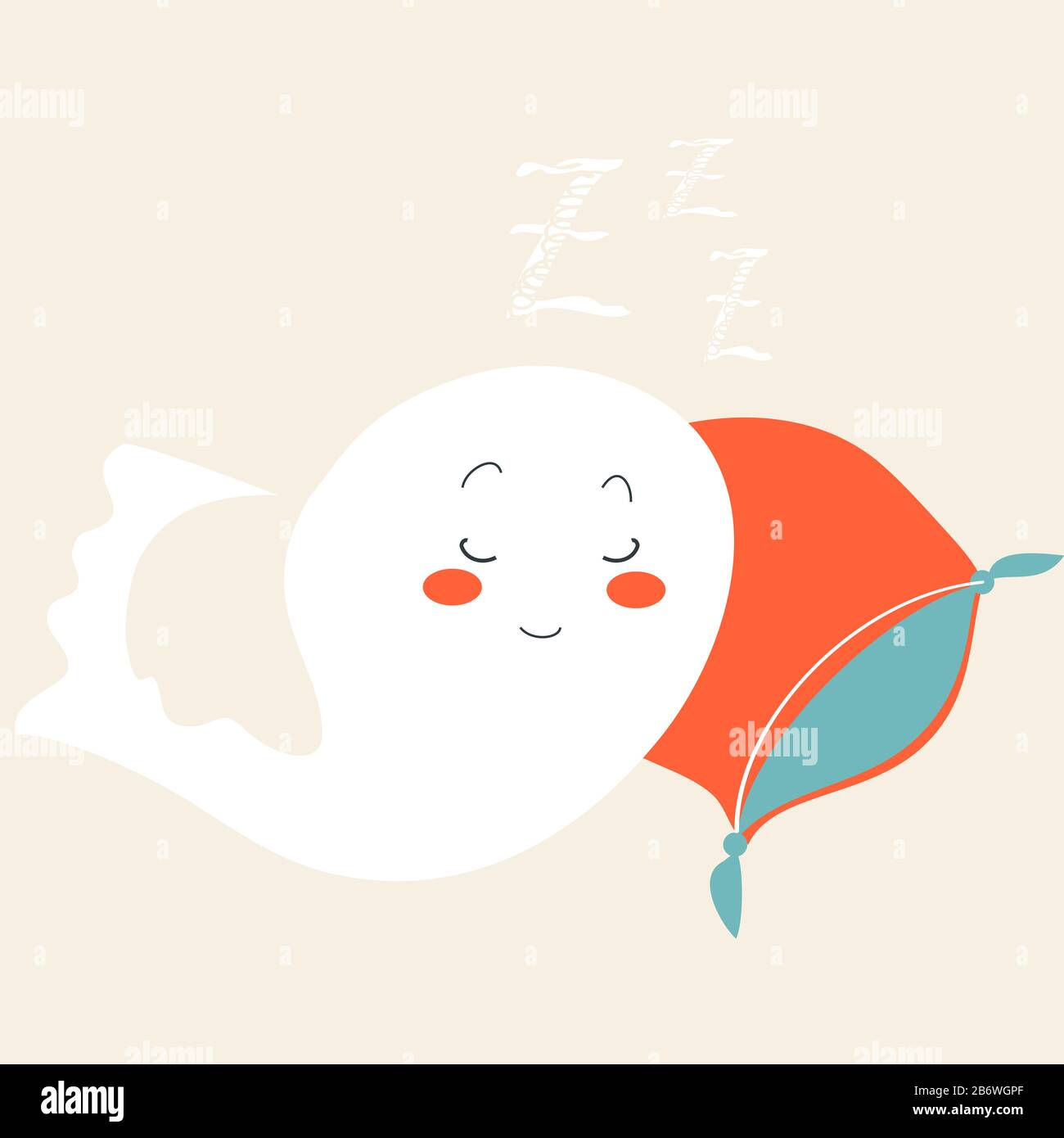 Sleeping ghost, illustration, vector on white background Stock Vector ...
