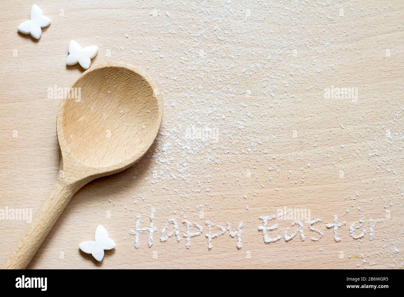Easter baking in the kitchen abstract background with empty space Stock ...