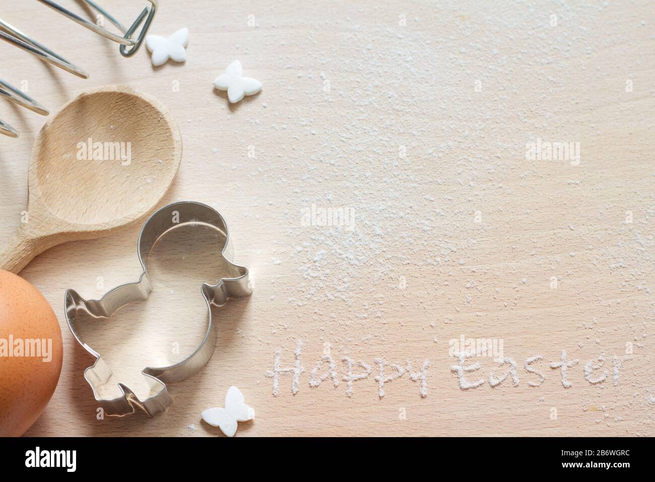 Easter baking in the kitchen abstract background with empty space Stock ...