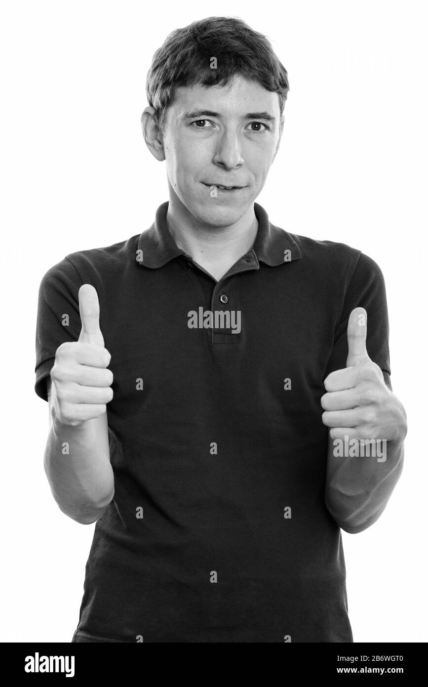 Man portrait thumbs up Black and White Stock Photos & Images - Alamy