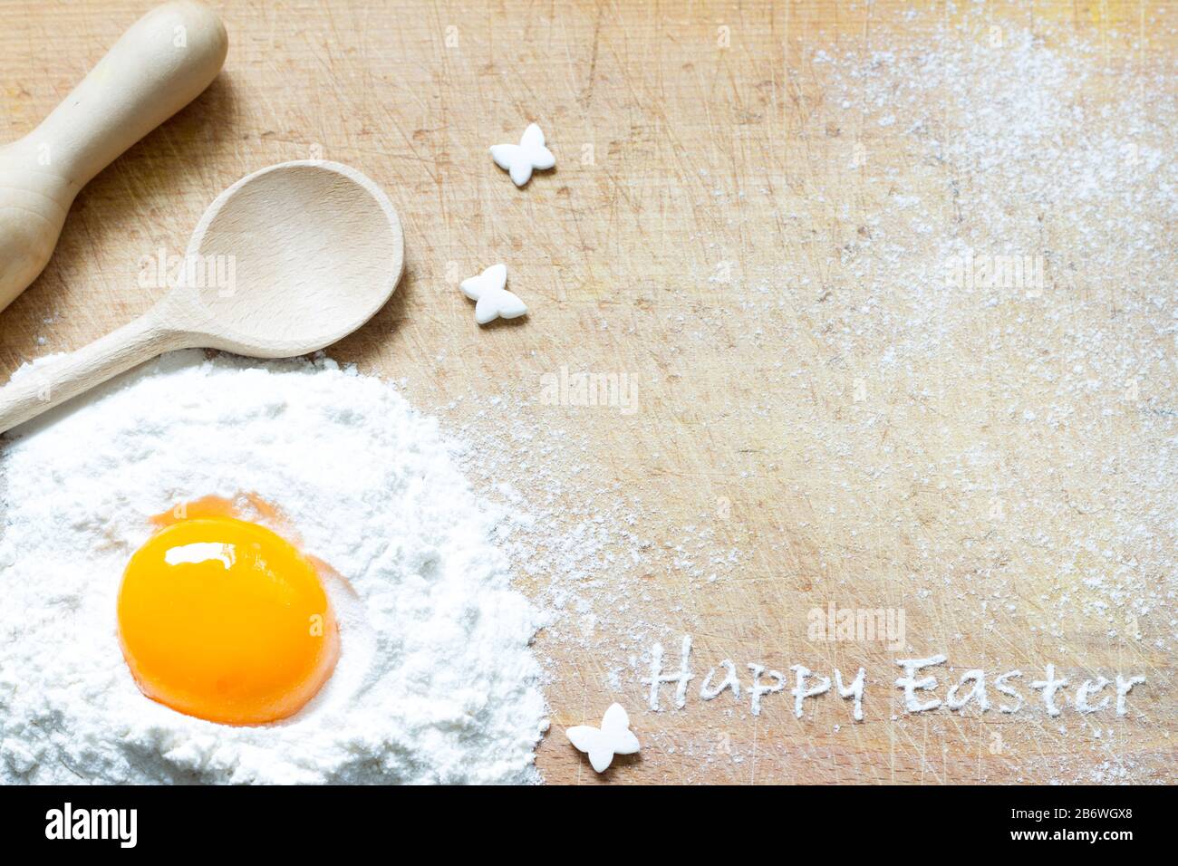 Easter baking in the kitchen abstract background with empty space Stock ...
