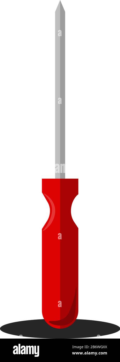 Red screwdriver, illustration, vector on white background Stock Vector ...