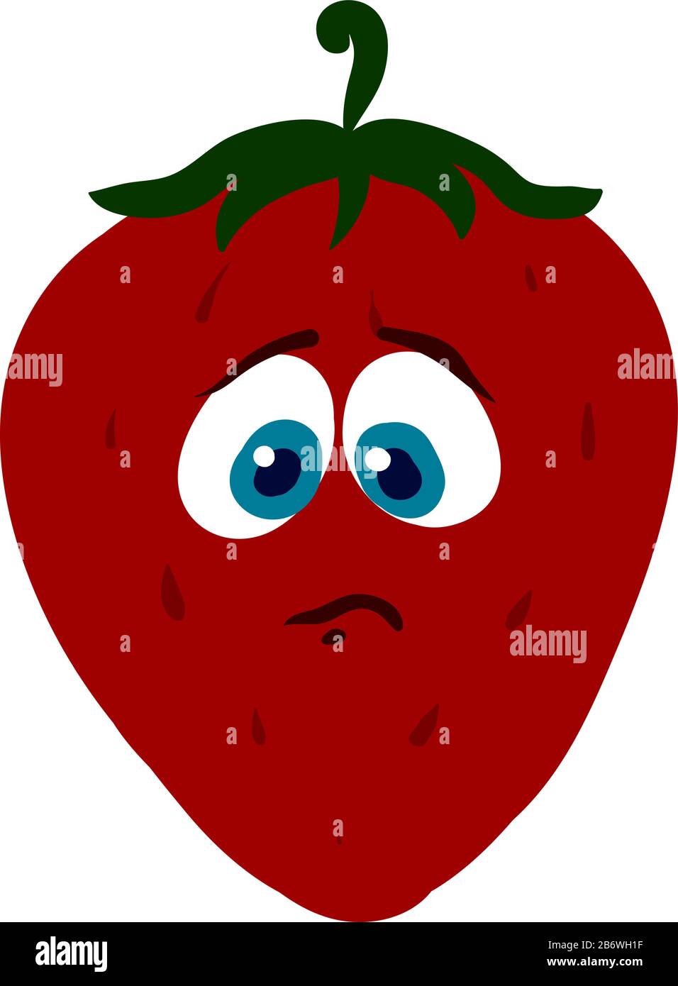 Sad strawberry, illustration, vector on white background Stock Vector ...