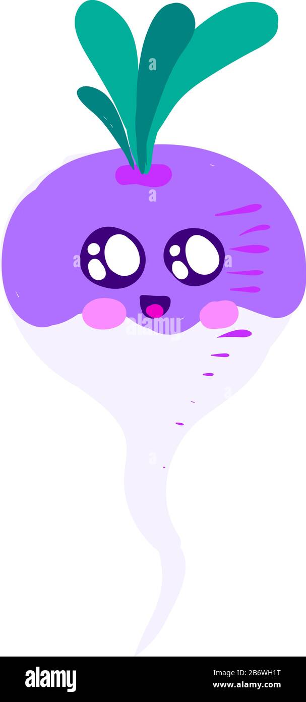 Happy cute turnip, illustration, vector on white background Stock ...