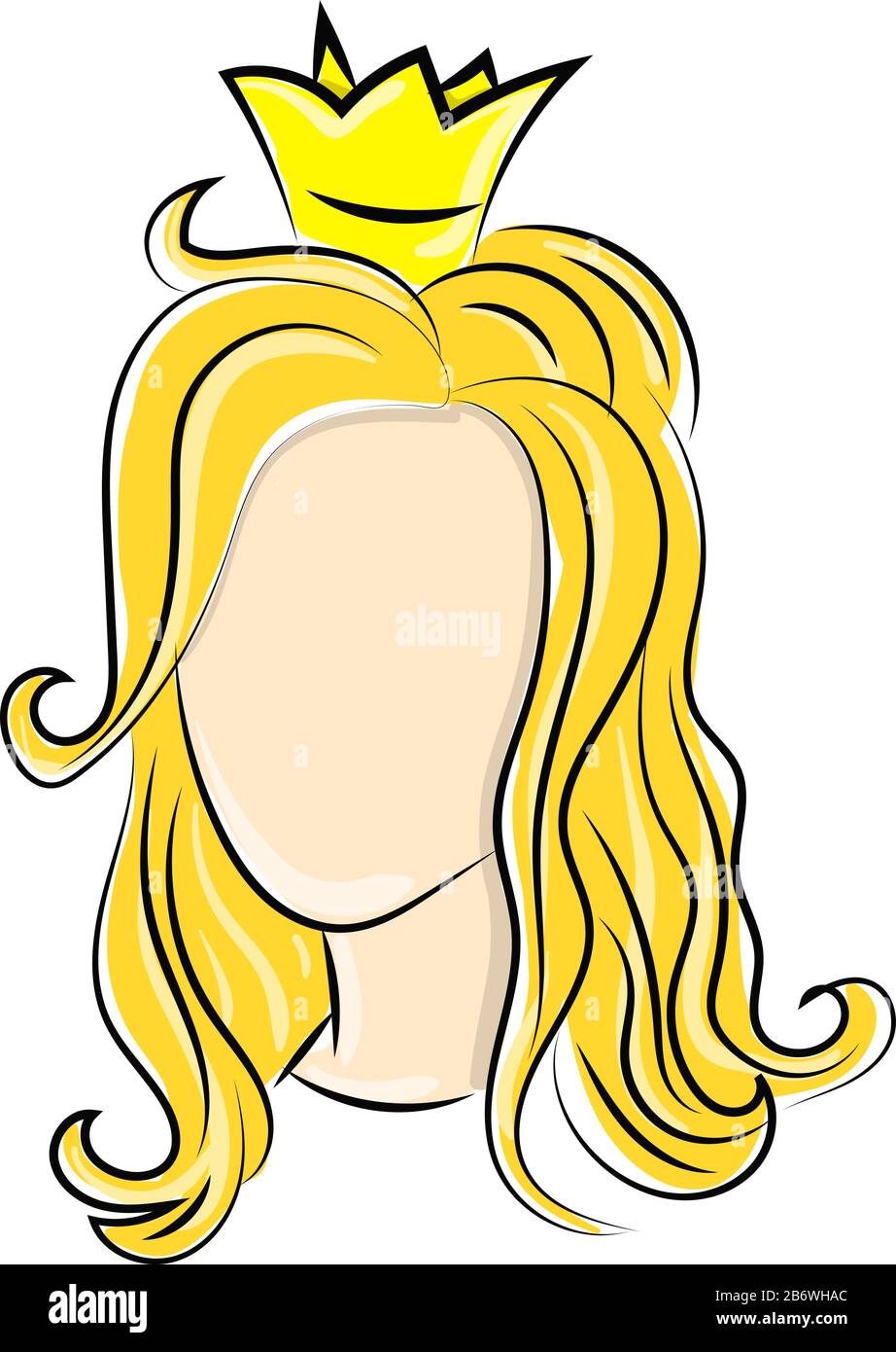 Princess with blonde hair, illustration, vector on white background ...