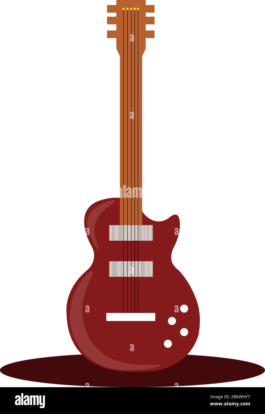 Red guitar, illustration, vector on white background Stock Vector Image ...