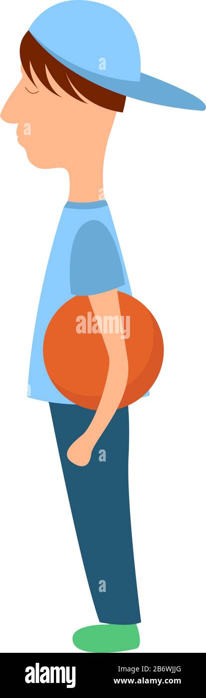 Boy in blue t shirt, illustration, vector on white background Stock ...