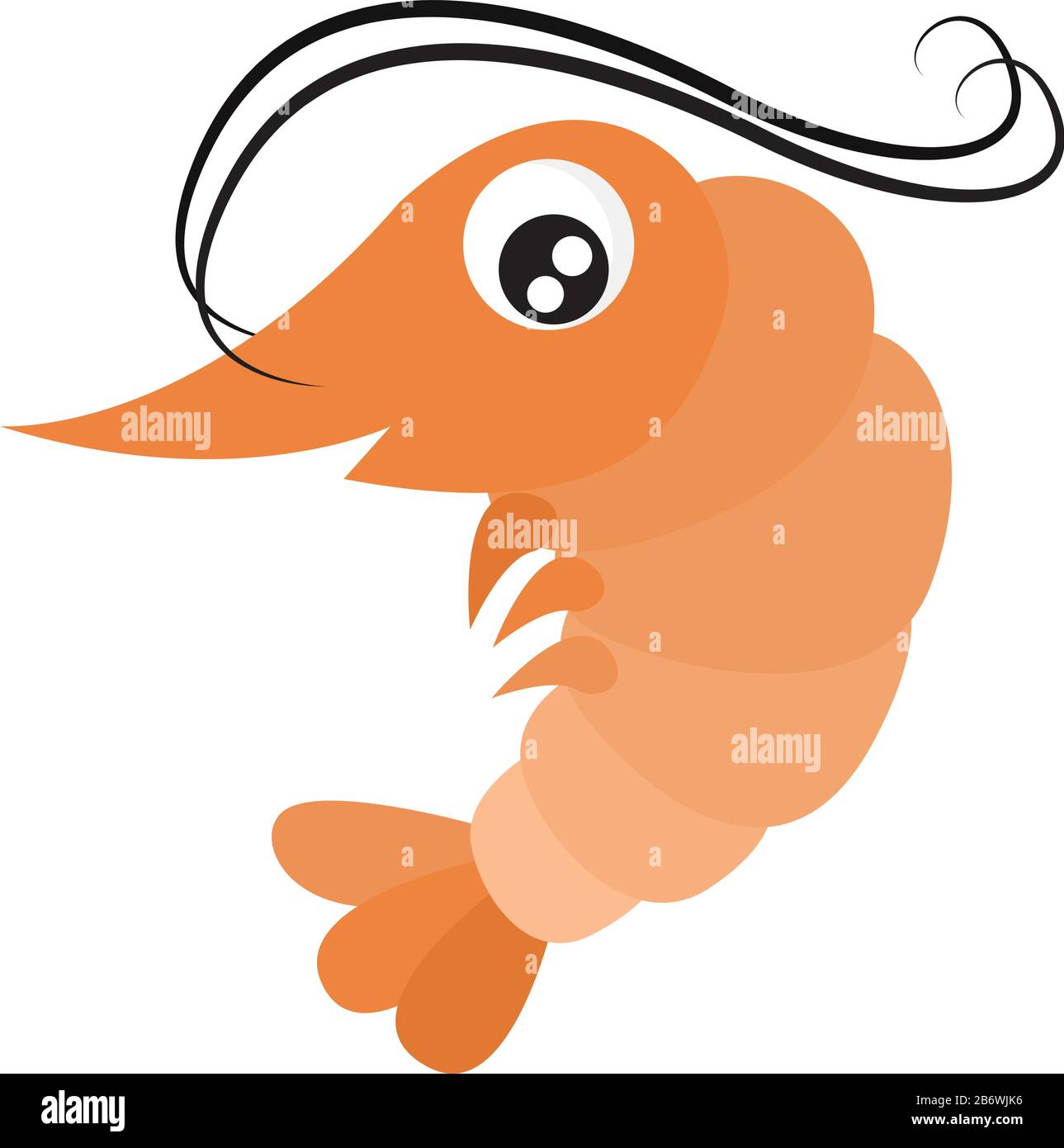 Happy shrimp, illustration, vector on white background Stock Vector ...