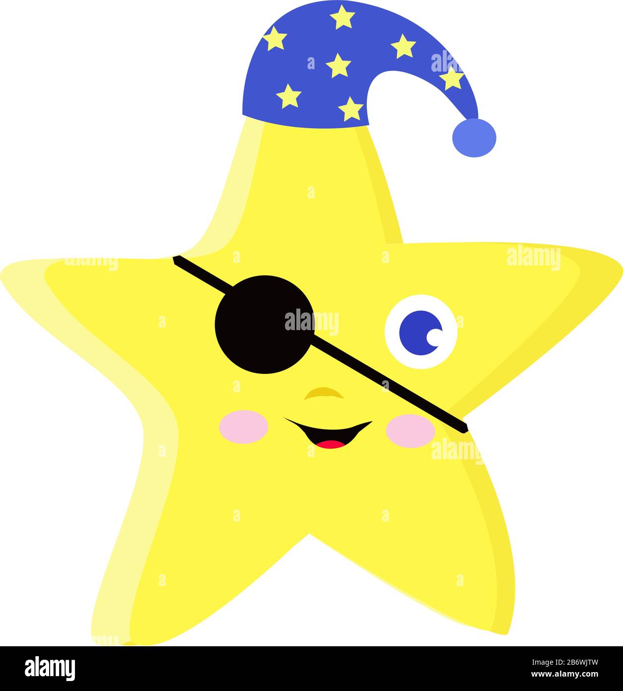 Yellow star with hat, illustration, vector on white background Stock ...