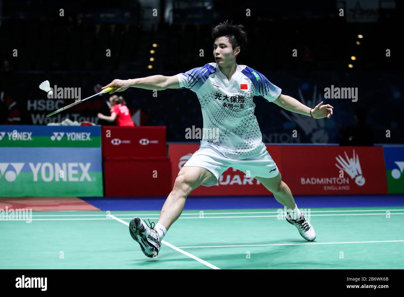 Birmingham, Britain. 11th Mar, 2020. China's Shi Yuqi returns a shot ...