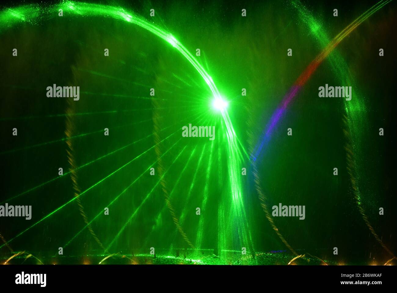 Colorful water fountains. Beautiful laser and fountains show. Large ...
