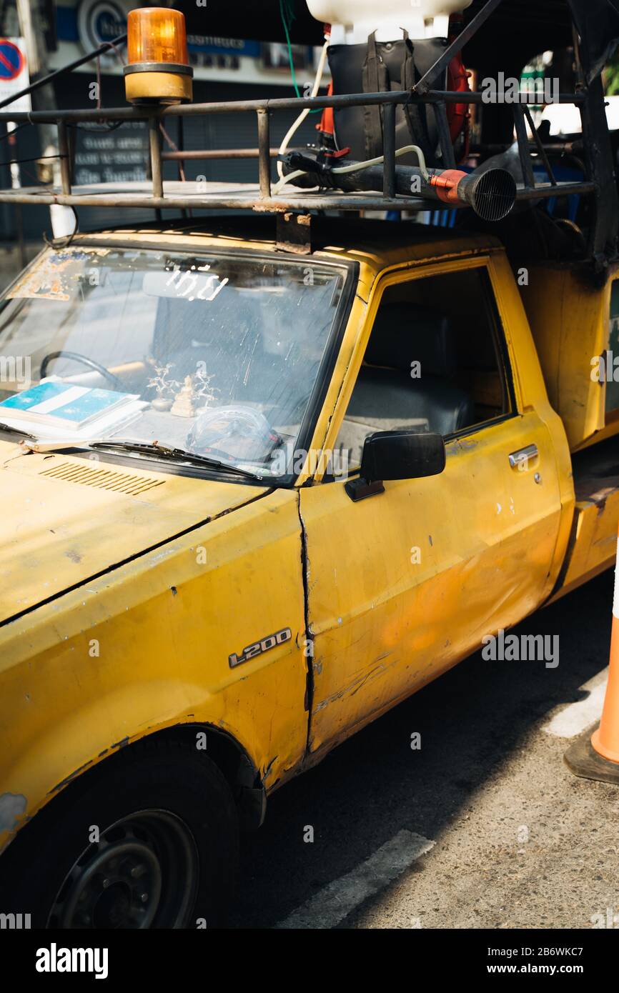 Old and yellow pick up truck from Thailand Stock Photo - Alamy