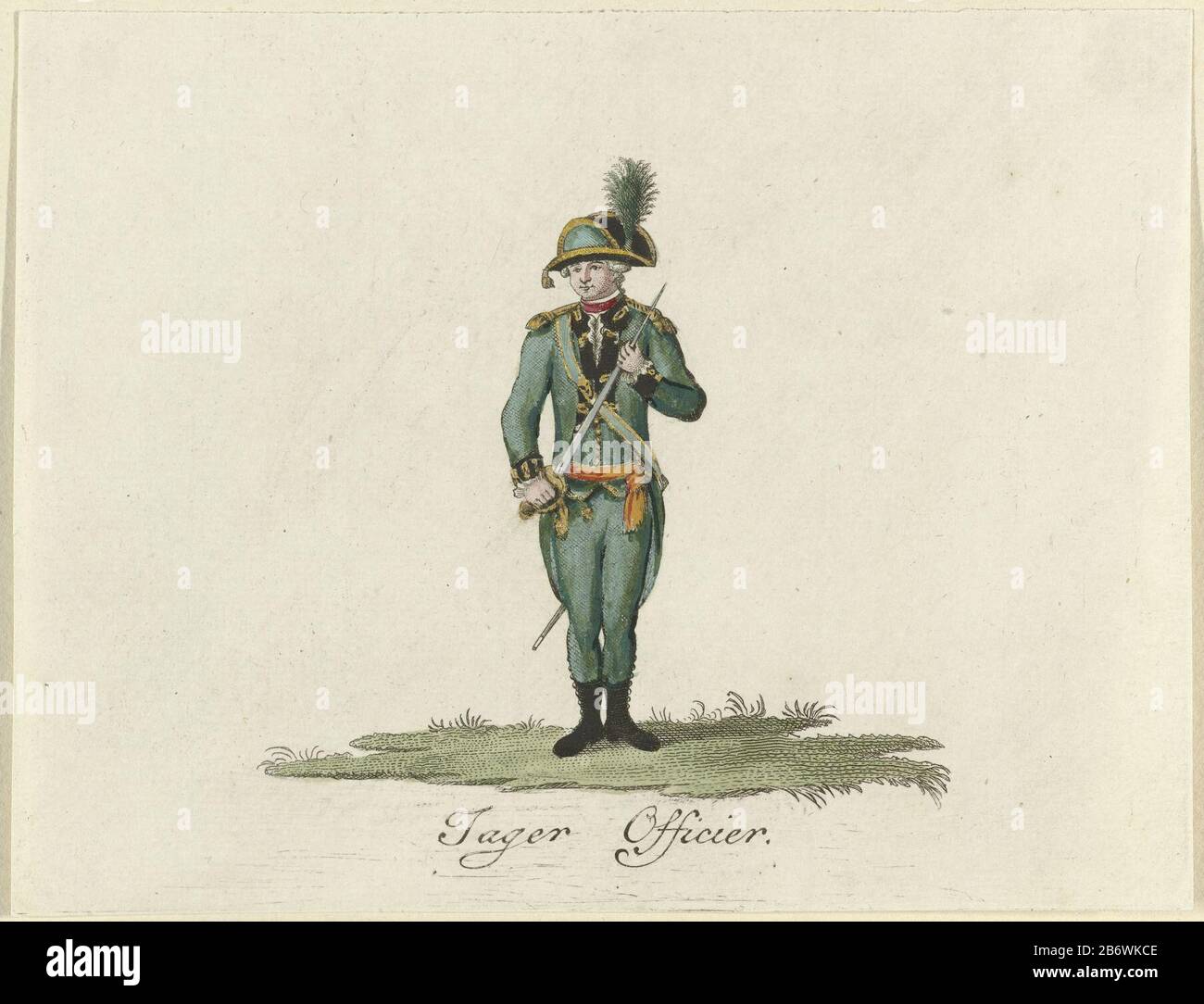 Jager Jager Officier (titel op object) Standing hunter in uniform. Part ...