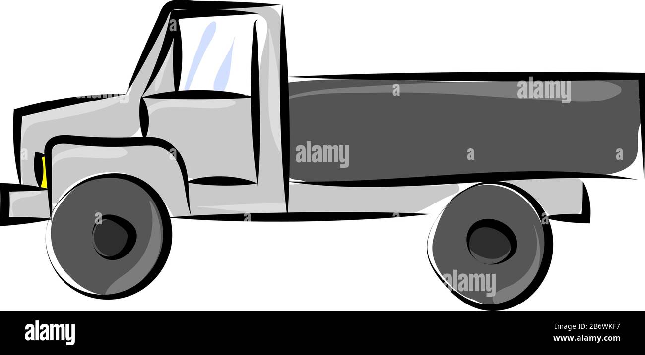 Grey truck, illustration, vector on white background Stock Vector Image ...