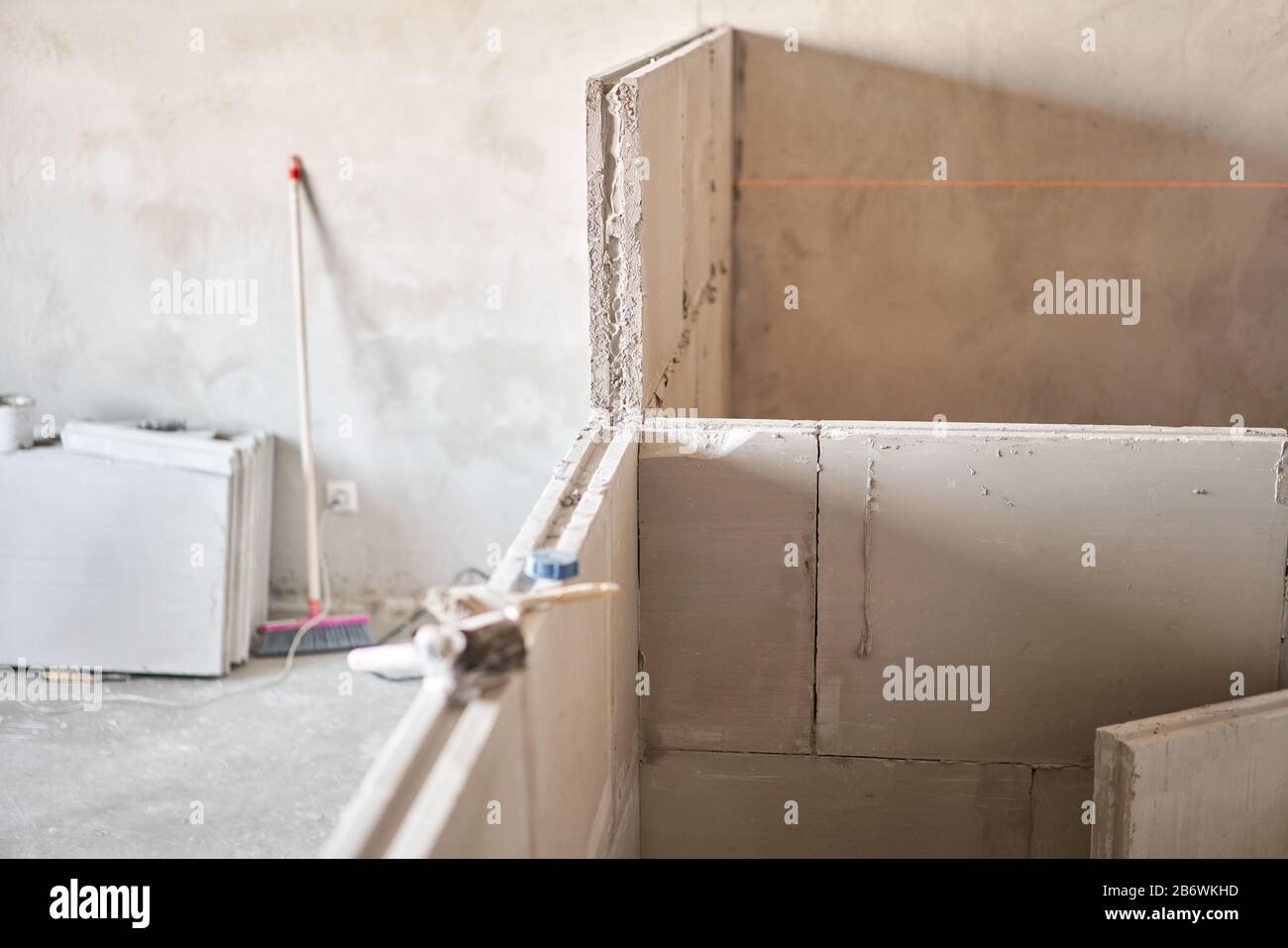 Gypsum plate. Construction of internal walls in the apartment using a ...