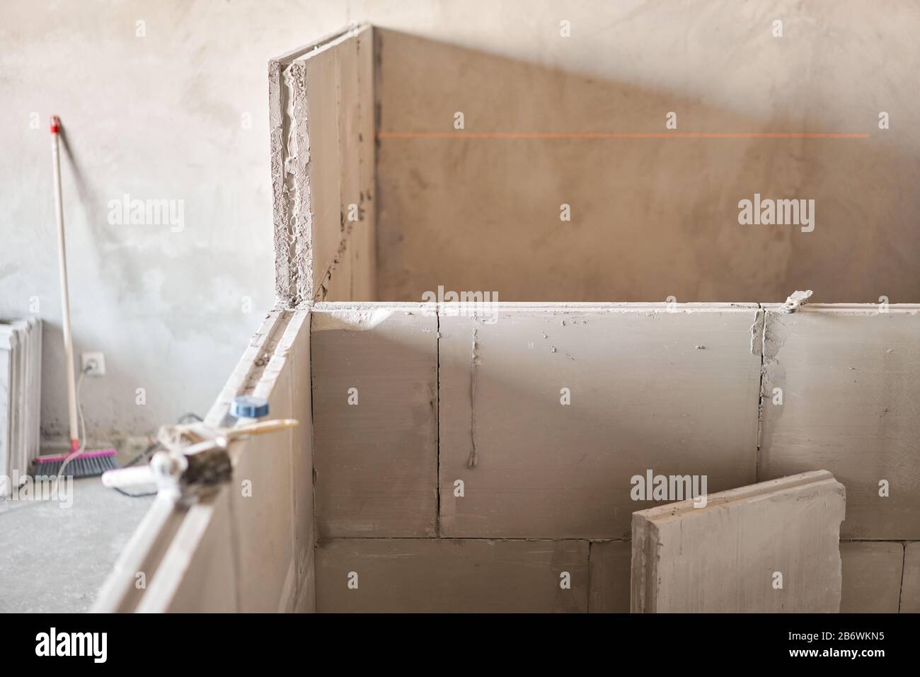 Gypsum plate. Construction of internal walls in the apartment using a ...