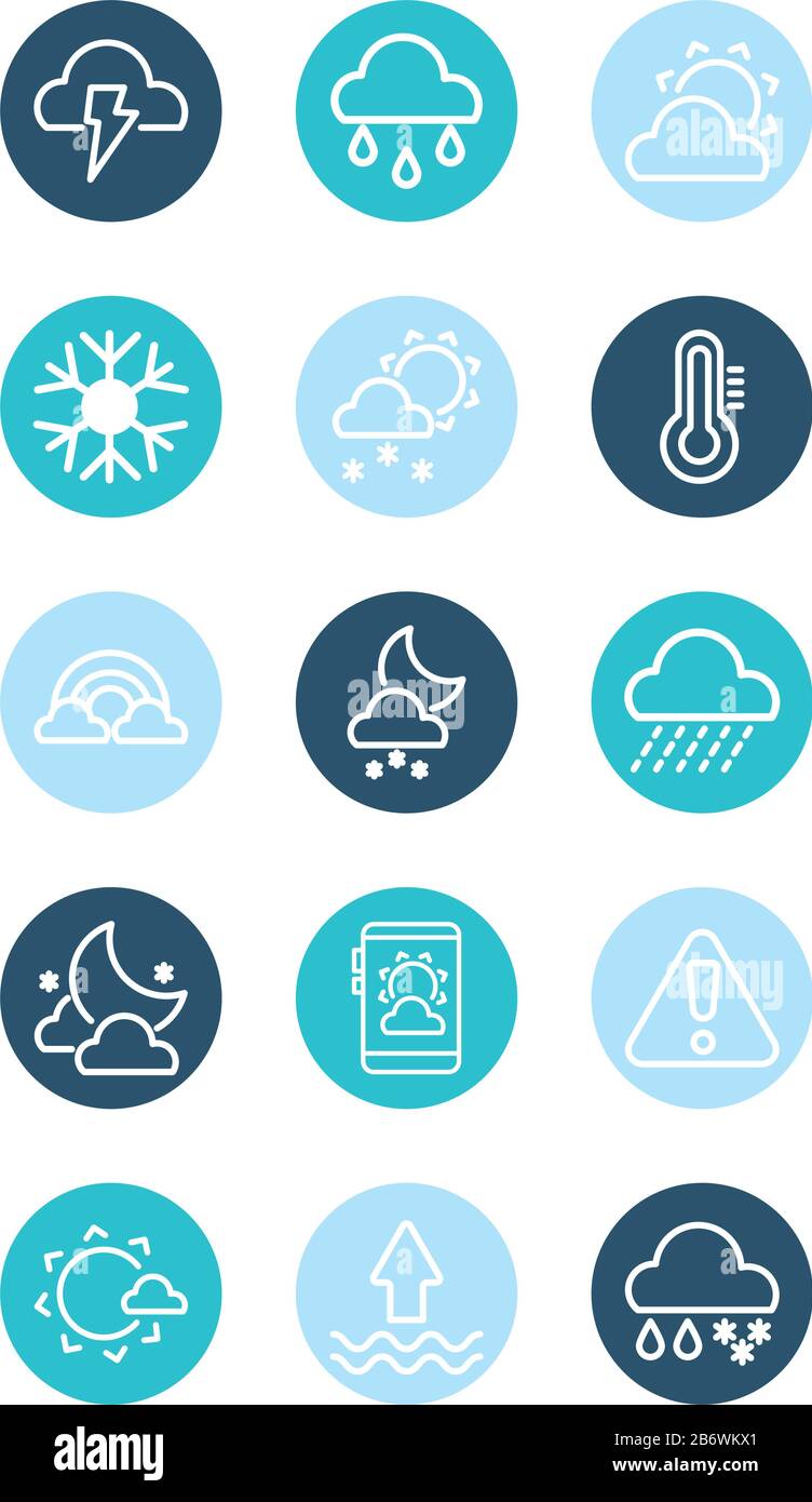 set of icons weather, block and flat style icon vector illustration ...