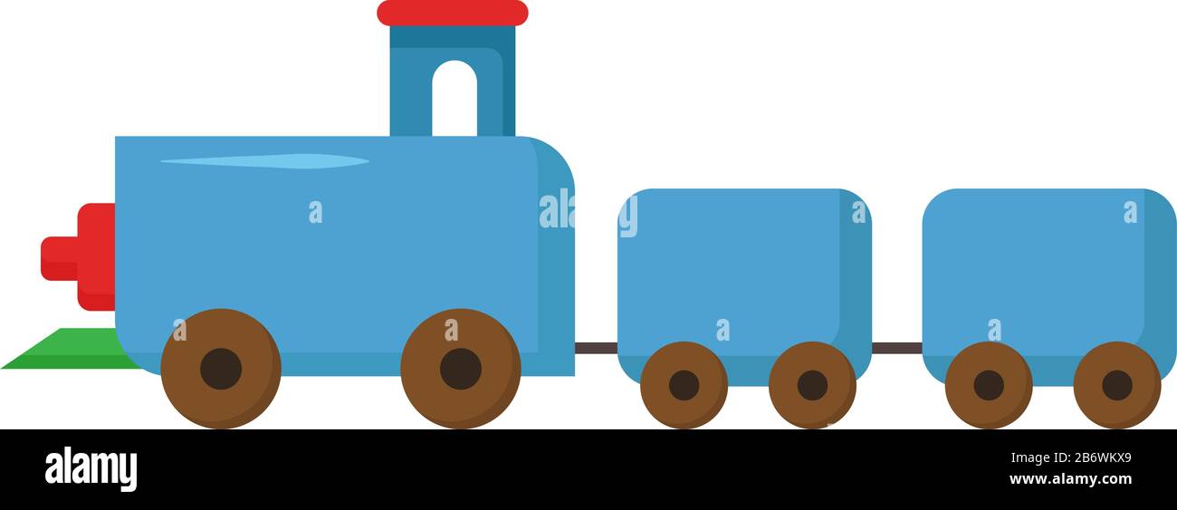 Blue long train, illustration, vector on white background Stock Vector ...