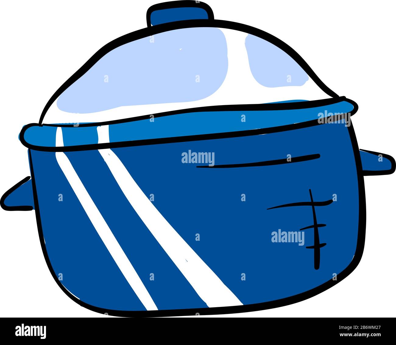 Blue pot for kitchen, illustration, vector on white background Stock ...