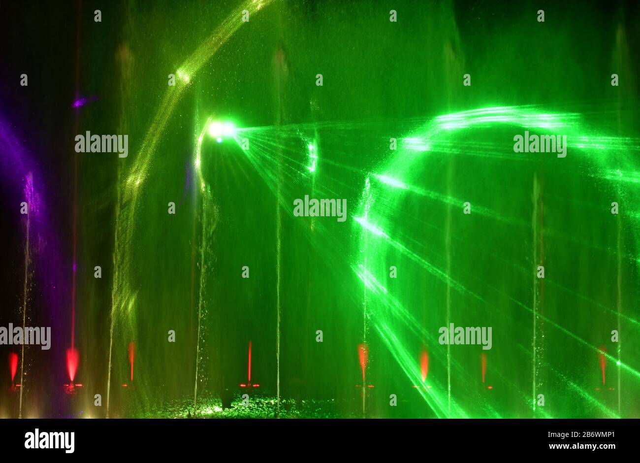 Colorful water fountains. Beautiful laser and fountains show. Large ...