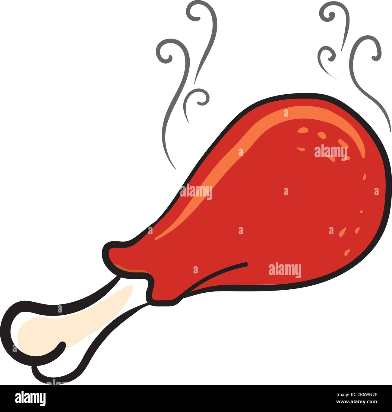 Hot chicken leg, illustration, vector on white background Stock Vector ...