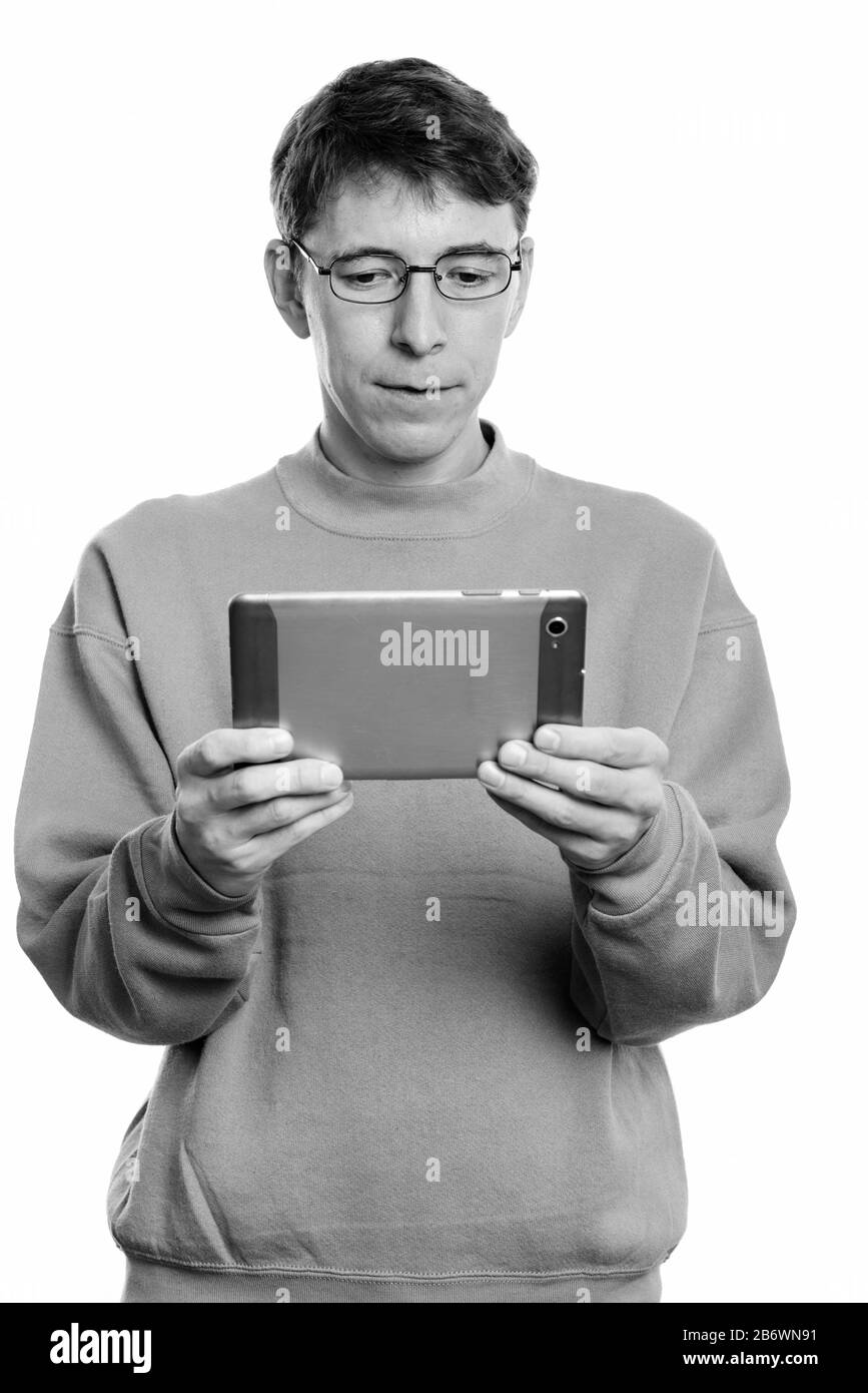 Tablet people male Black and White Stock Photos & Images - Alamy
