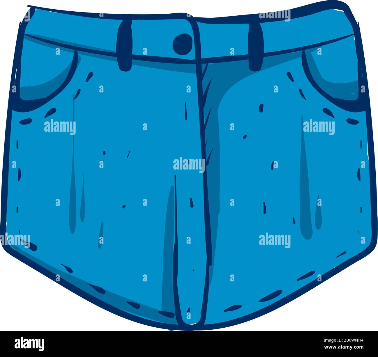 Denim short shorts, illustration, vector on white background Stock ...