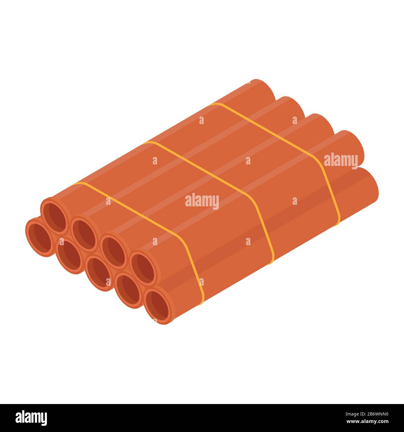 Stacked orange sanitary pvc pipes isolated on white background ...