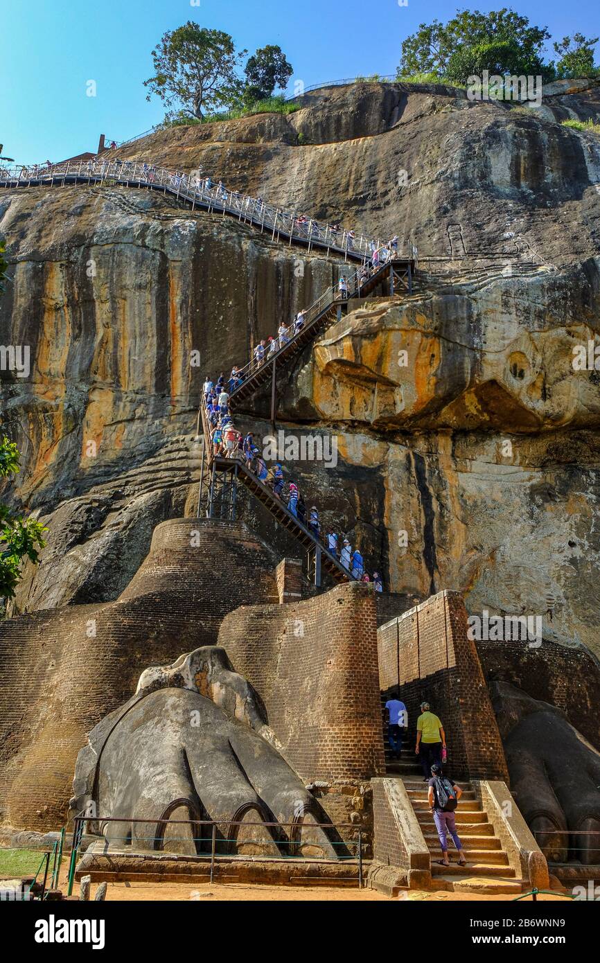 Sigiriya, Sri Lanka - February 2020: People visiting the fortress of ...