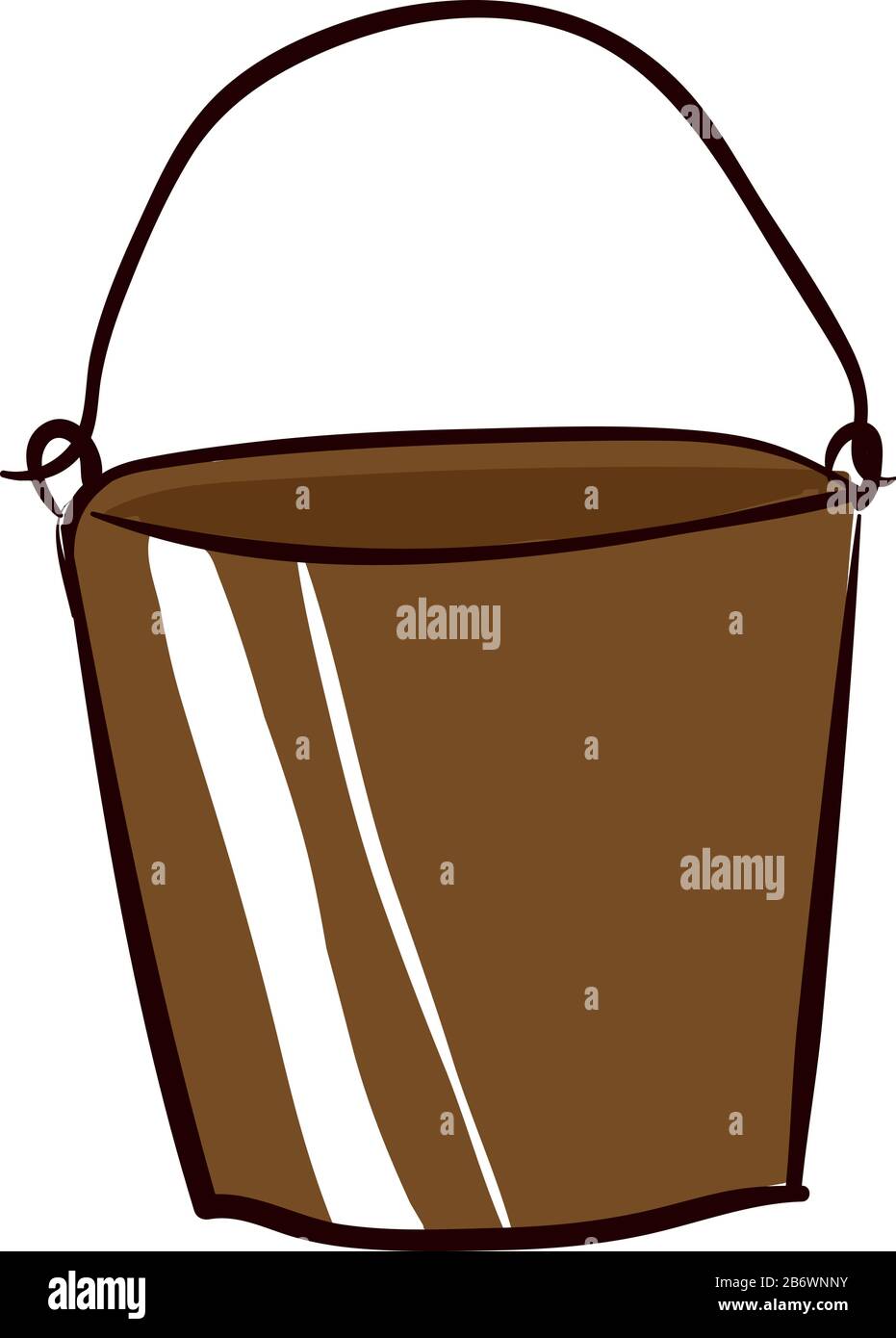 Brown bucket, illustration, vector on white background Stock Vector ...