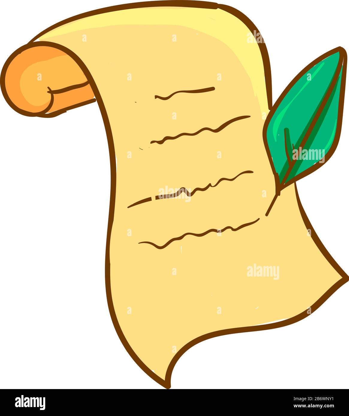 Green feather on paper, illustration, vector on white background Stock ...