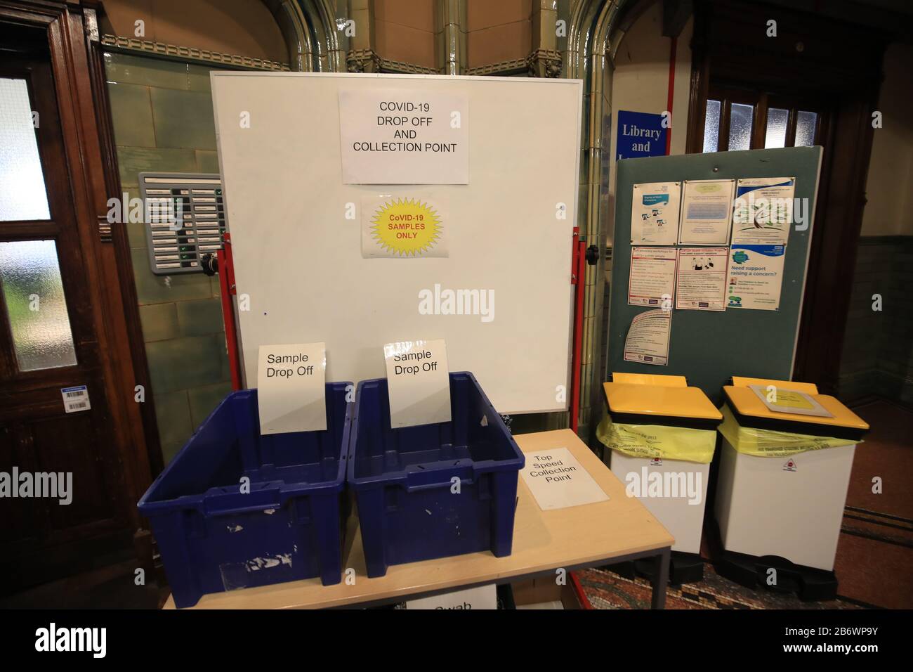 A drop-off point to receive coronavirus samples for testing at the ...