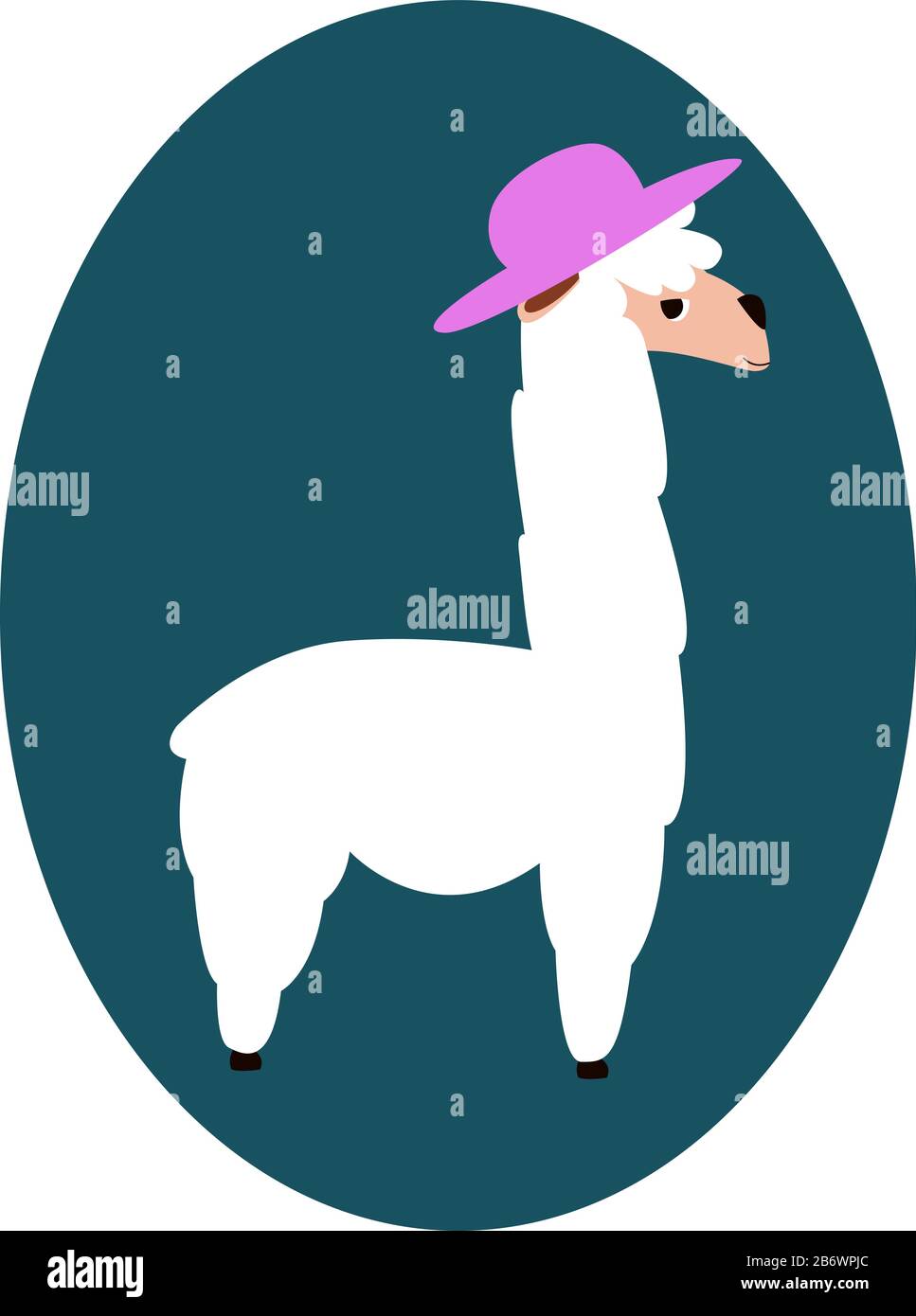 Lama with hat, illustration, vector on white background Stock Vector ...