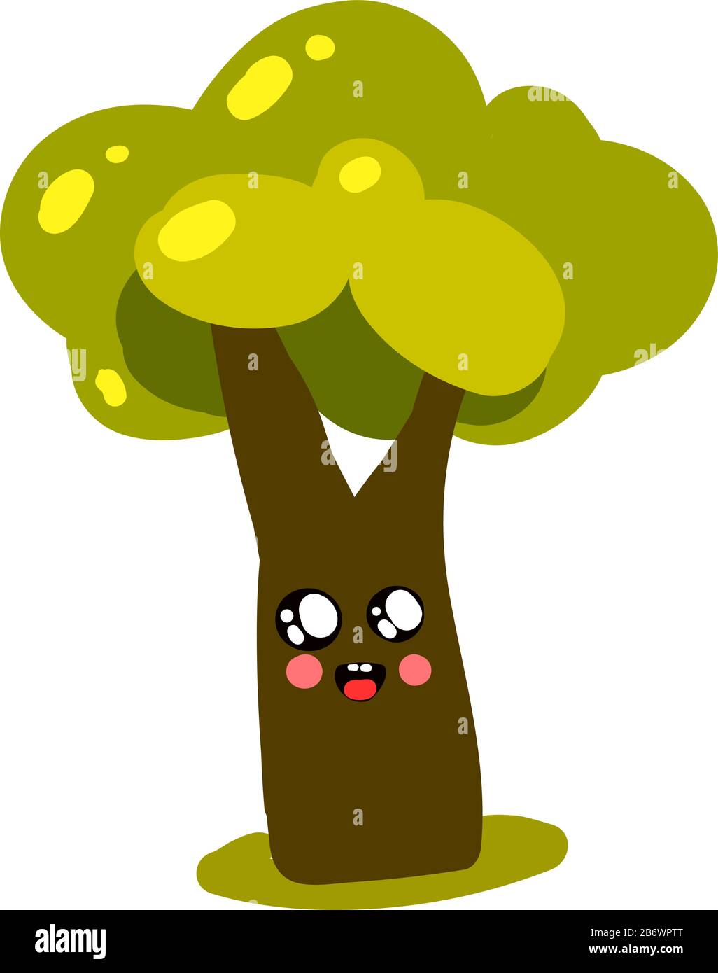 Cute green tree, illustration, vector on white background Stock Vector ...