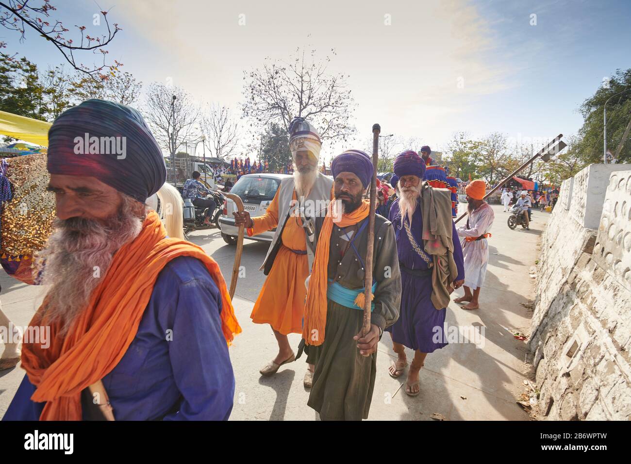 Nihang Singhs at the Gurudwara Qila Anandgarh Sahib on the occasion of ...