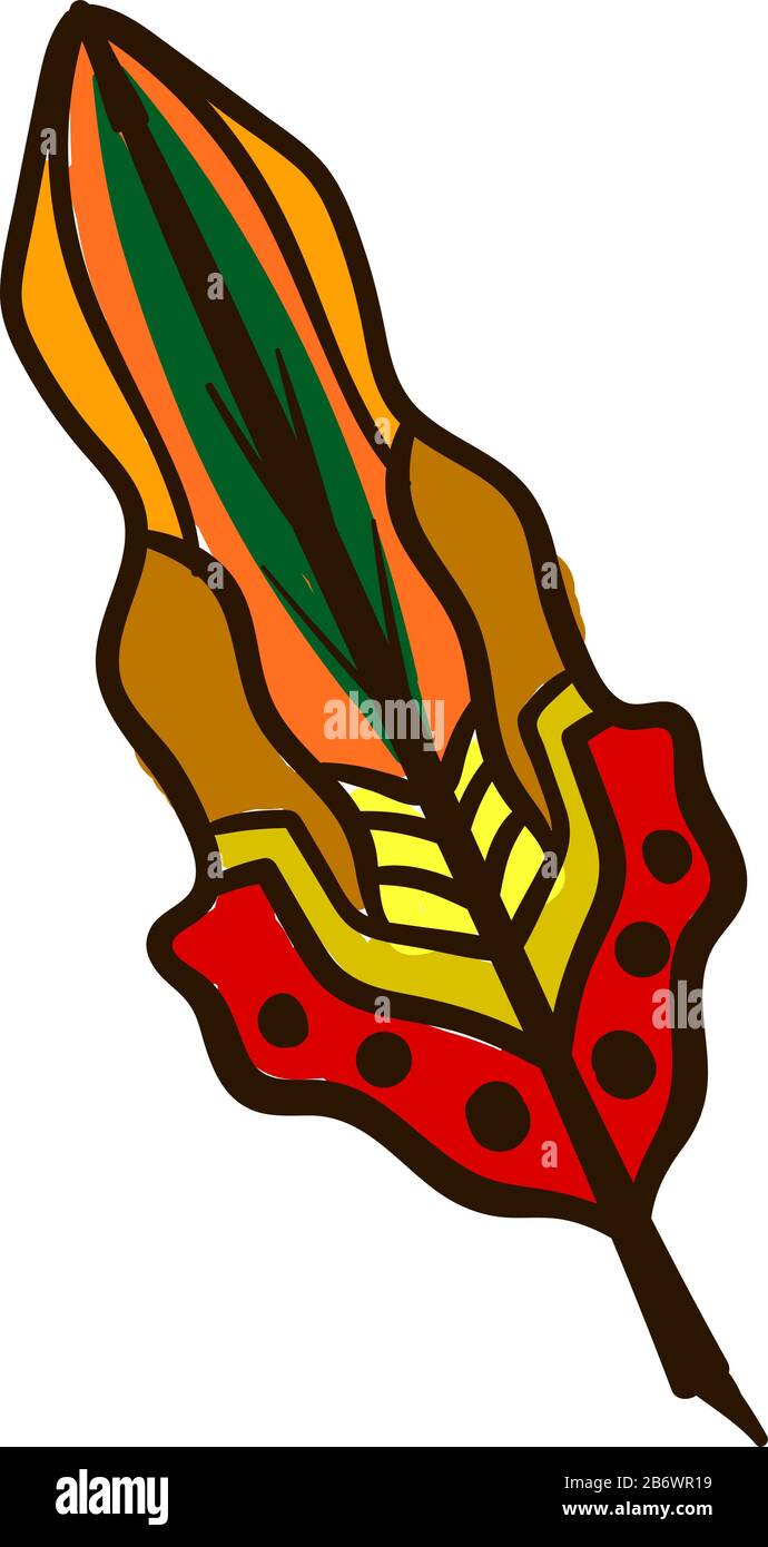 Multicolor feather, illustration, vector on white background Stock ...